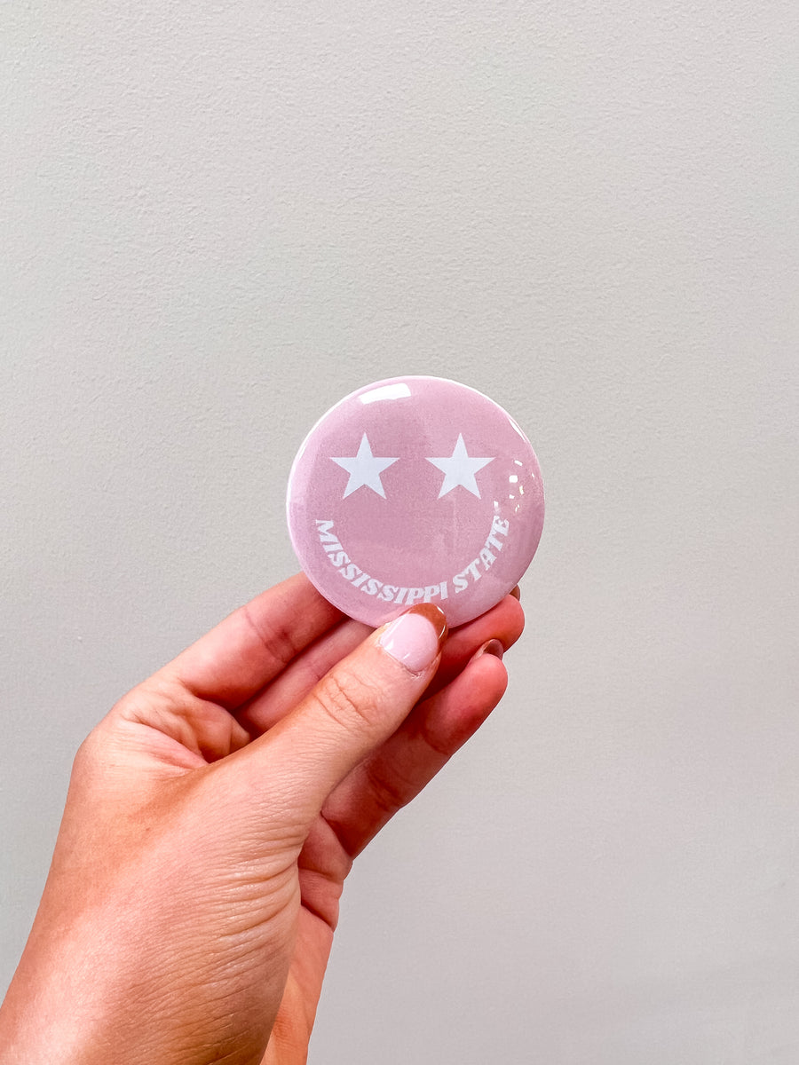 Mississippi State Smiley Button- Pink – VACE