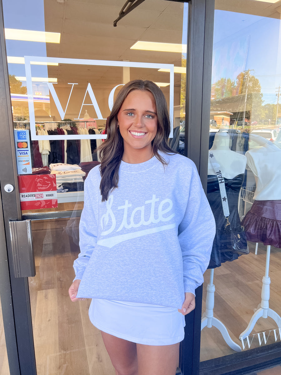 State Script Sweatshirt- Grey/White – VACE