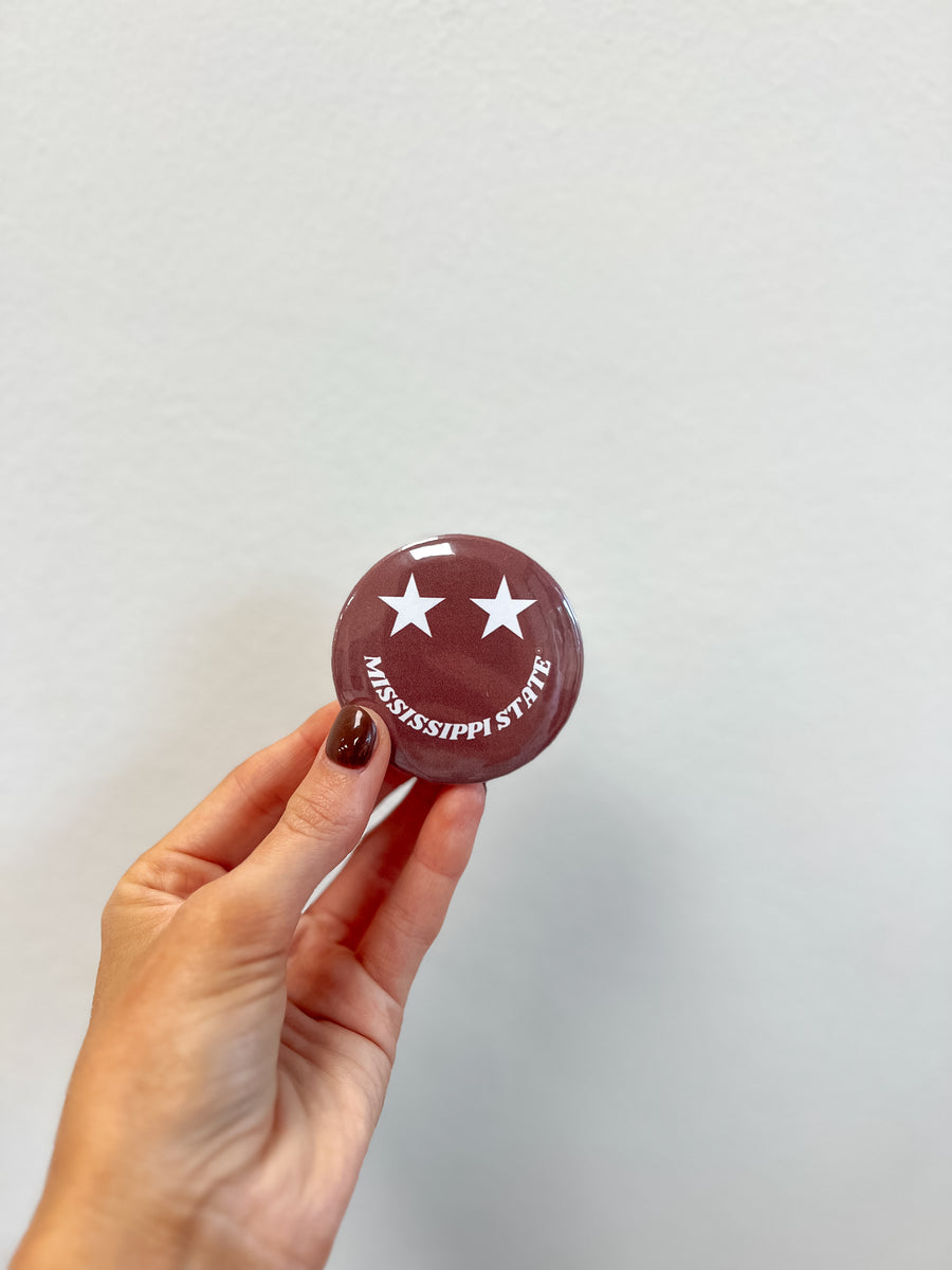 Mississippi State Smiley Button- Maroon – VACE