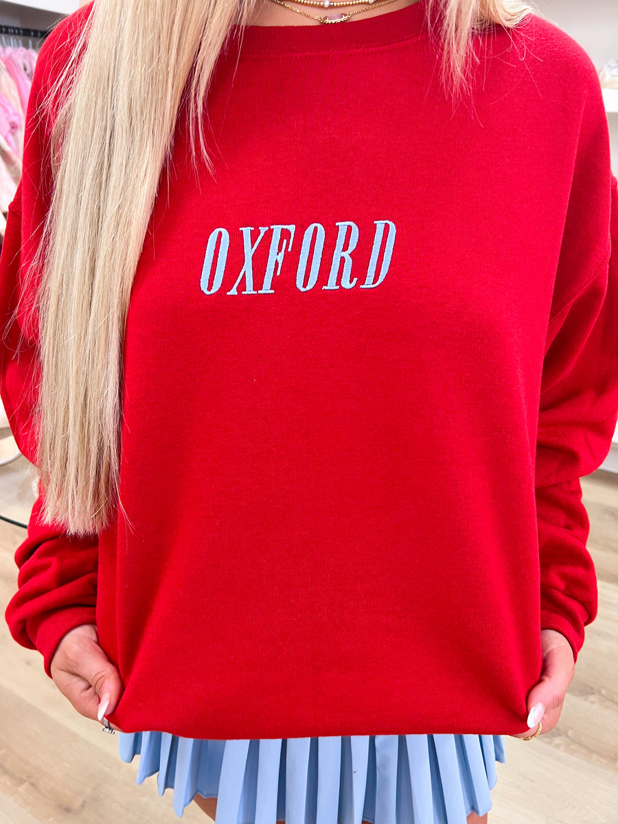 OXFORD Embroidered Sweatshirt- Red/Powder Blue – VACE