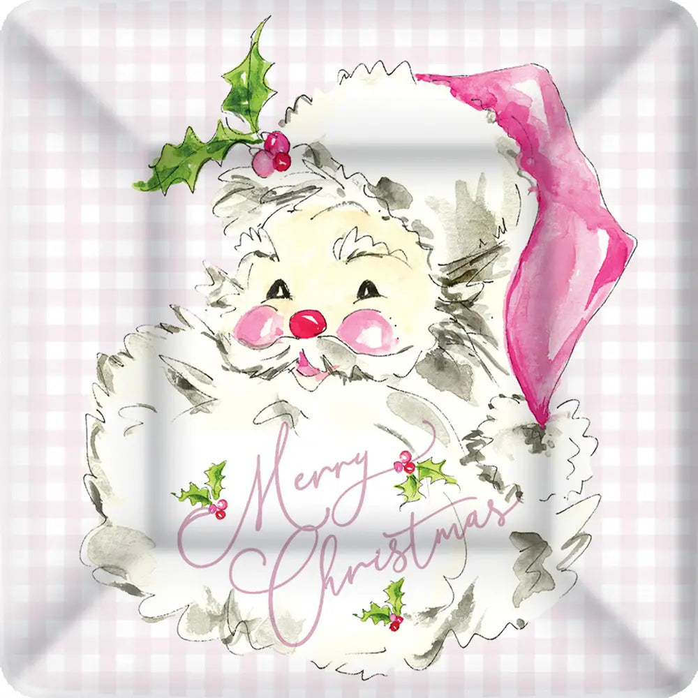 7" Paper Plate Pack of 8- Pink Santa – VACE